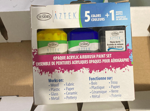 5 Color Testors Aztek Premium Opaque Acrylic Airbrush Paint Set 299047 ...