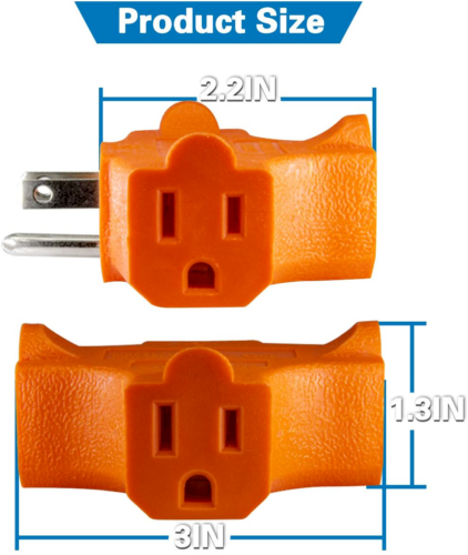 Grounding IIT3-outlet adapter, UL listed heavy duty, T-shaped Triangle ...