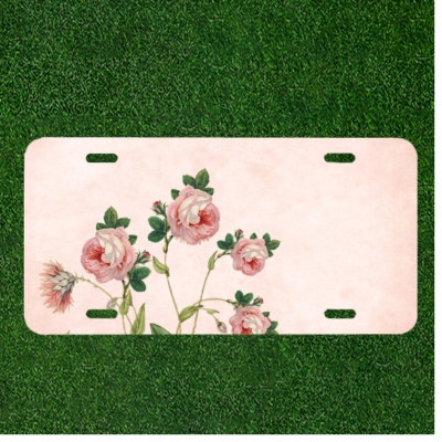 Creative License Plate Auto Tag With Fancy Pink Roses Design | eBay