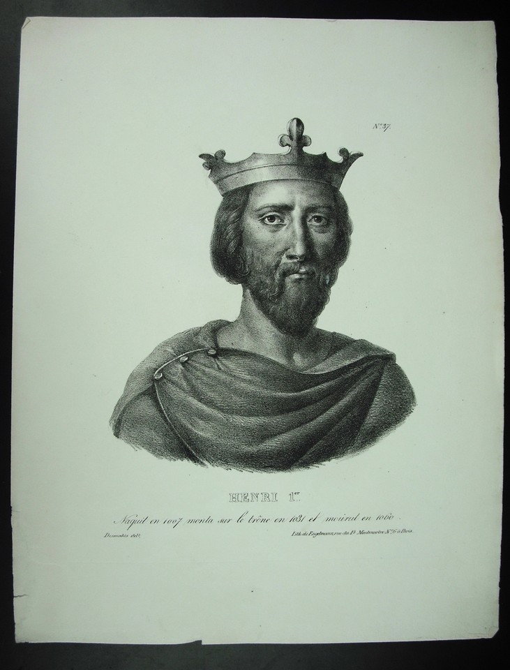 Antique Print Henri I King of the Franks Capetian Dynasty Son Robert ...