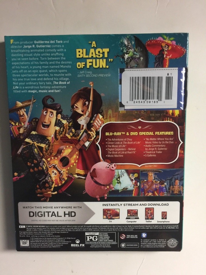 The Book of Life (Blu-ray/DVD, 2015, 3-Disc Set, 3D) NEW w/slipcover ...