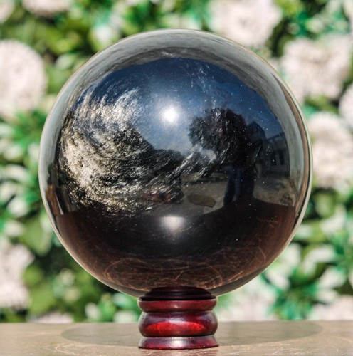 large 185MM Black Obsidian Stone Crystal Healing Meditation Reiki ...