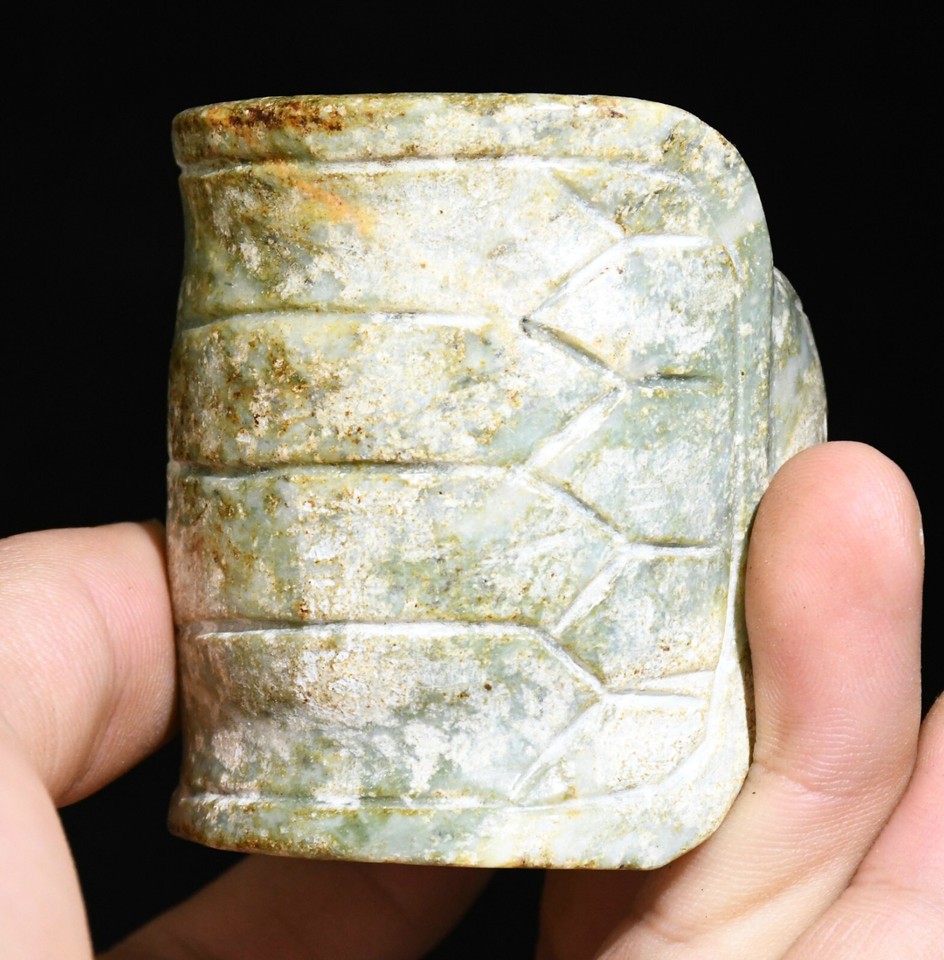 6CM China Hongshan Culture Old Jade Turtle Shell Inscription Bracelet ...
