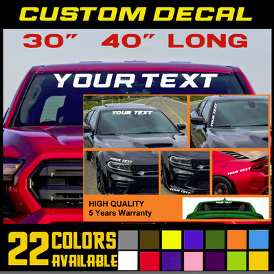 18" 24" 30" 40" LONG Custom Winshield Decal Banner Sticker for Cars ...