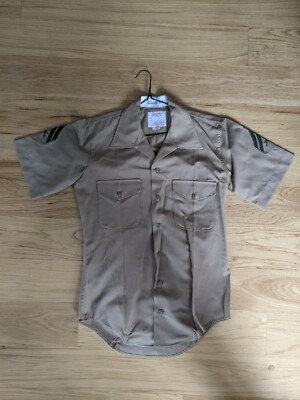 Creighton wool polyester Marine Corps long sleeve khaki shirt 14 1/2 ...