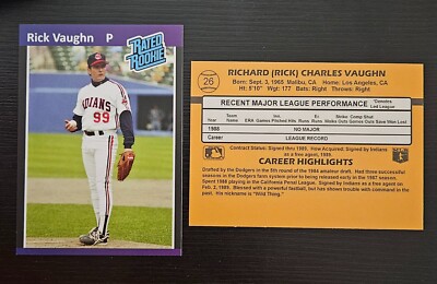 RICKY VAUGHN MAJOR LEAGUE 1989 INSPIRED CUSTOM ART CARD | eBay