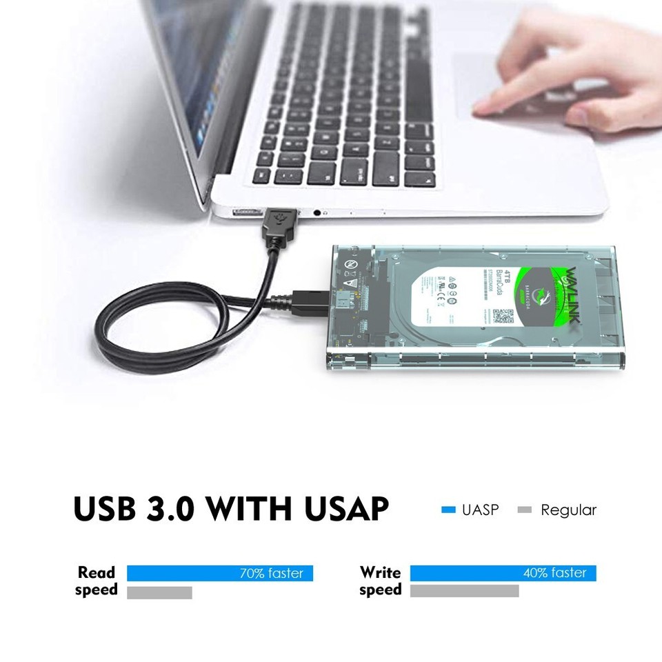 2.5" SATA USB 3.0 Hard Drive Disk HDD SSD Enclosure External Laptop ...
