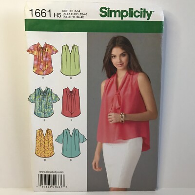 Simplicity 1661 Misses Sz 6-14 Top with Sleeve Variations Sewing ...
