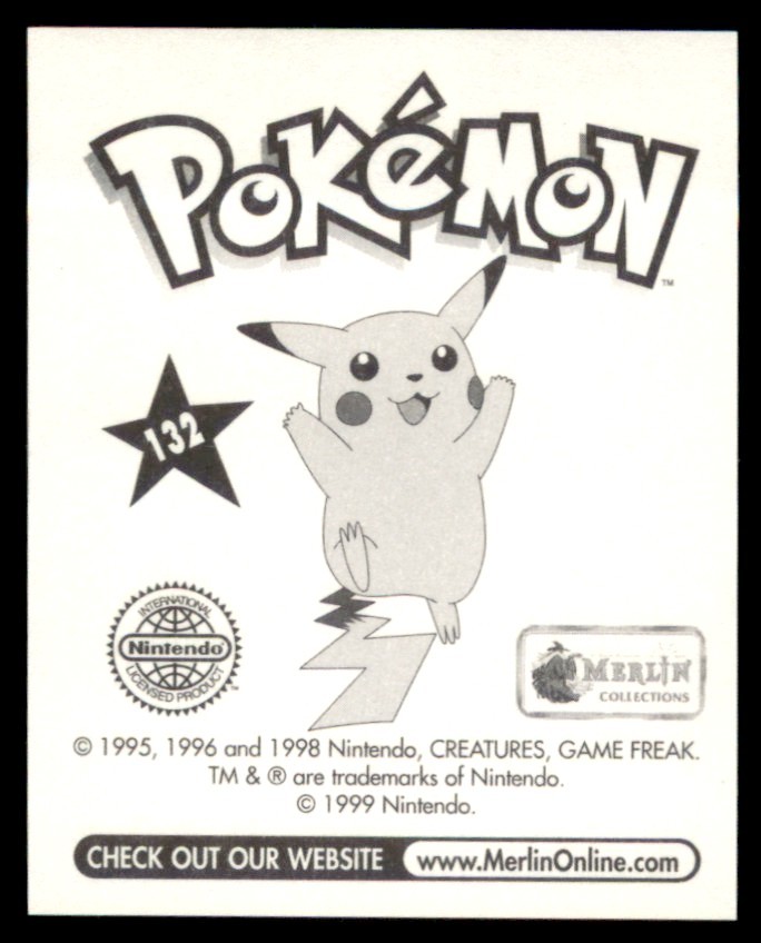 1999 Pokemon Merlin Stickers Ditto U.K. #132 Vintage | eBay