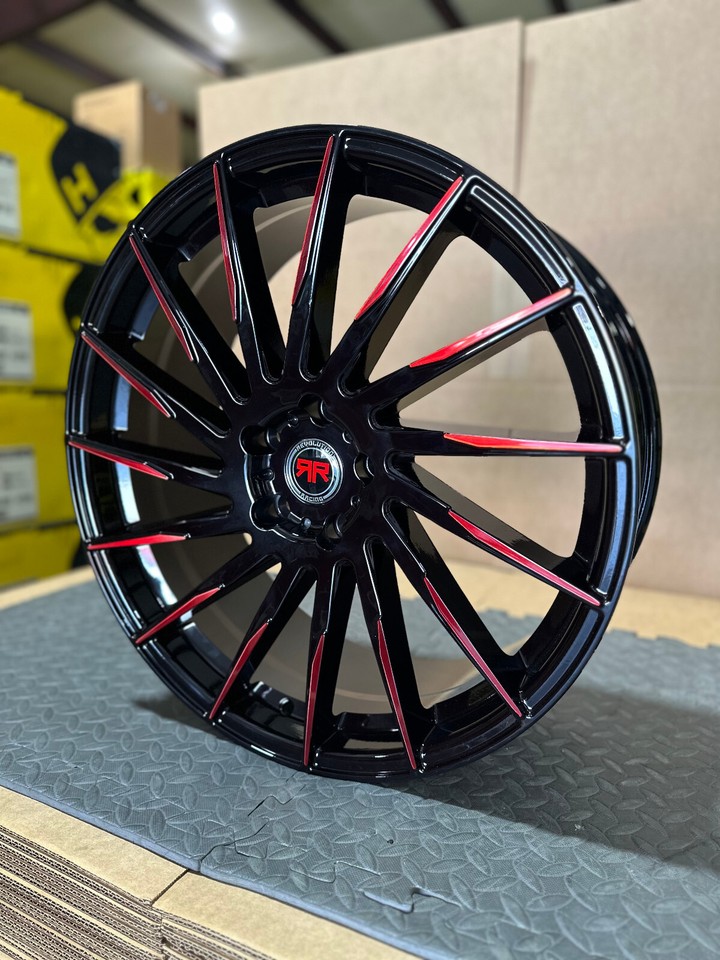 Revolution Racing R15 20x8 Black/Red 5-114.3 +40mm ET 73.1mm Hub | eBay
