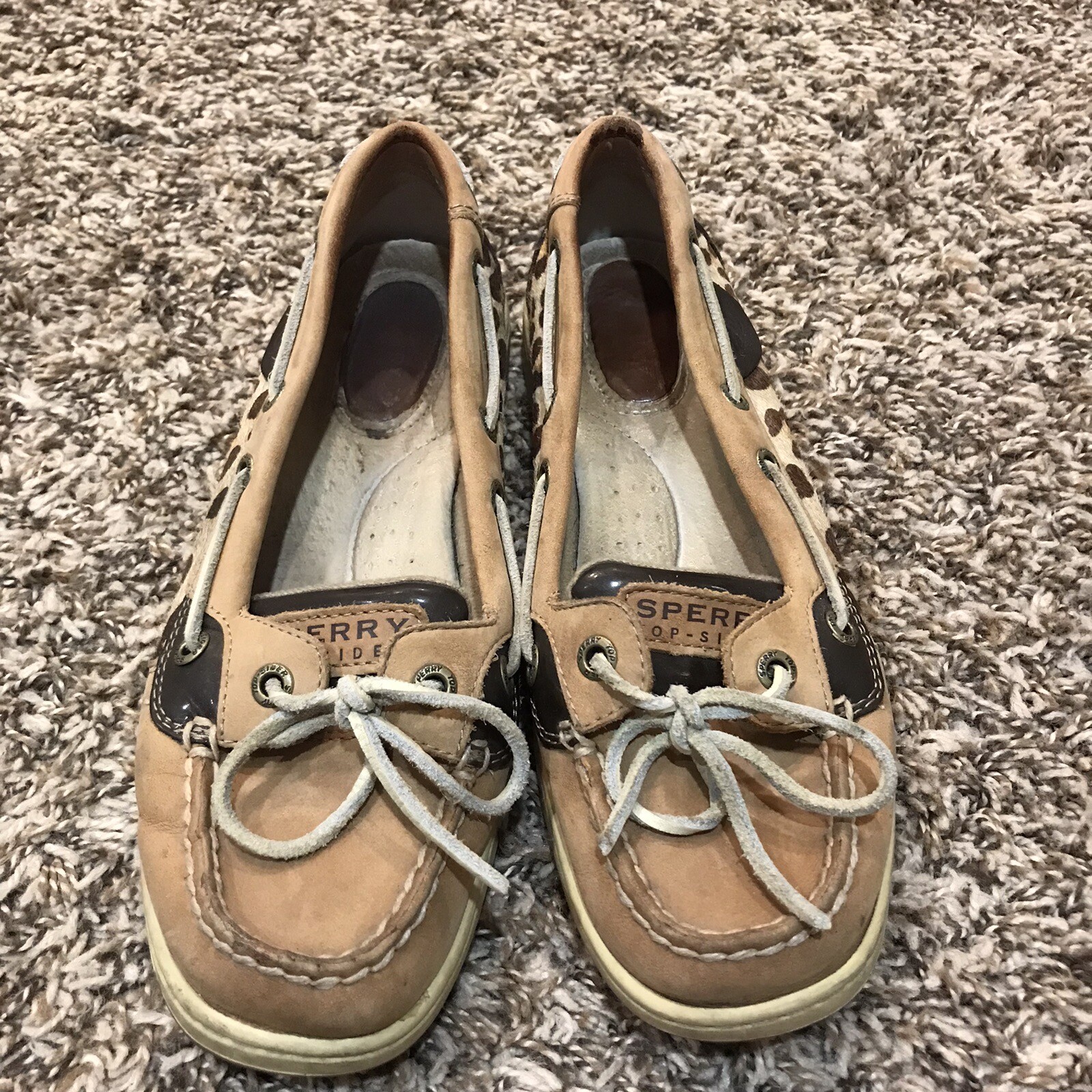 Womens Sperry Topsiders Cheetah Print Sides Beige Shoes Flats Sz 6.5 | eBay