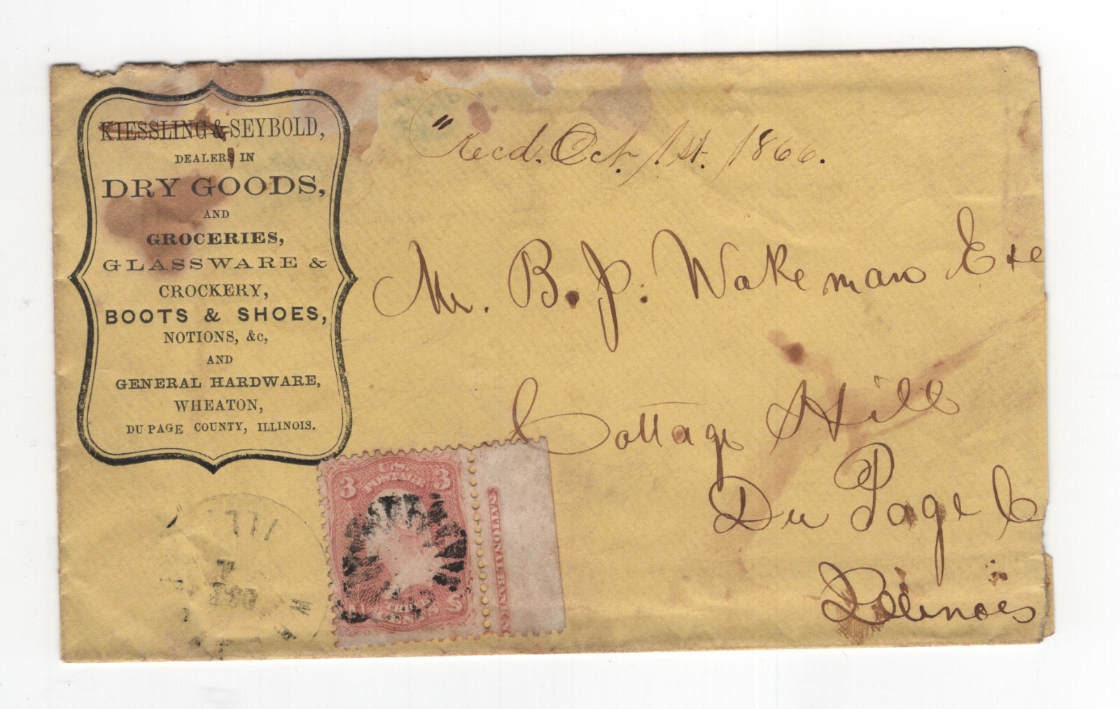 US SC#65 INSCRIPTION + FANCY CANCEL WHEATON ILL ADV COVER | eBay