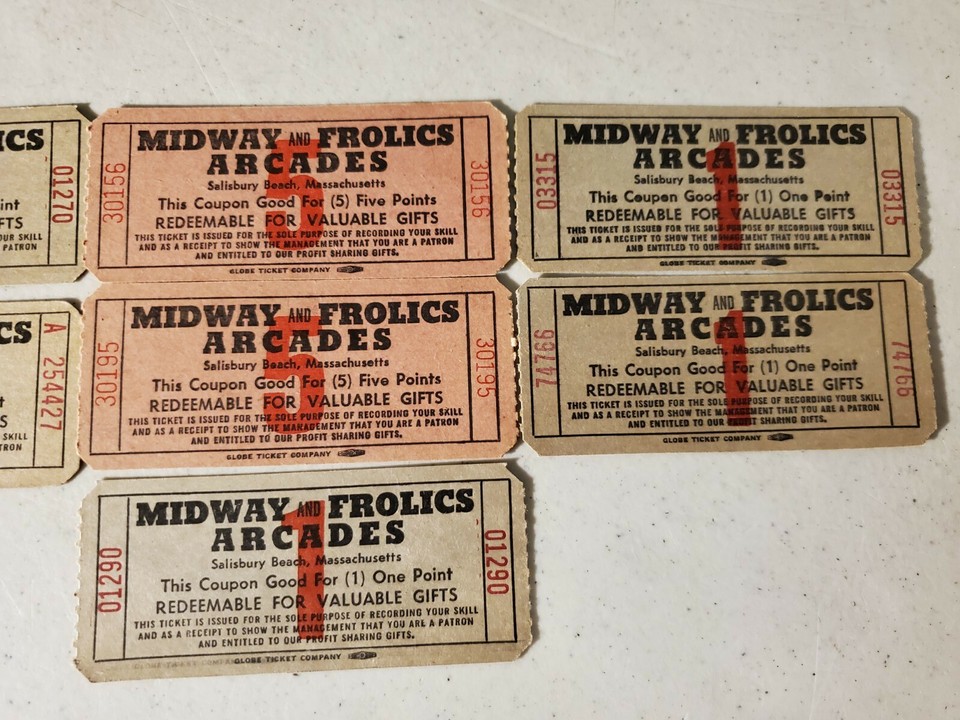 7 Lot Rare Vintage Original Salisbury Beach Mass Midway Frolics Arcade ...