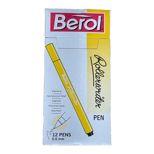 [12 FOR PRICE OF 10] BEROL Roller Writer Black Handwriting Pen Black ...
