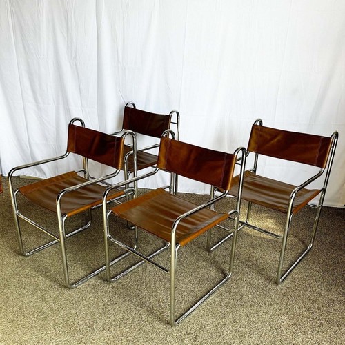 Mcm Brown Naugahyde and Chrome Dining Chairs - Set of 4 | eBay