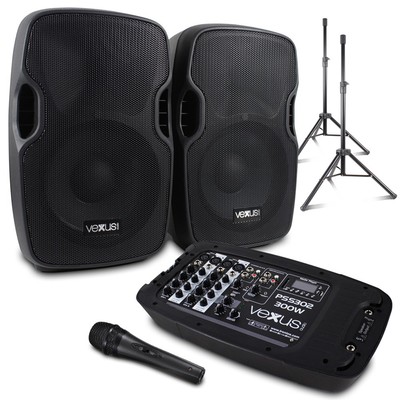 Vonyx PSS302 PA System Package - 10" Speakers, Mixer, Mics & Stands ...