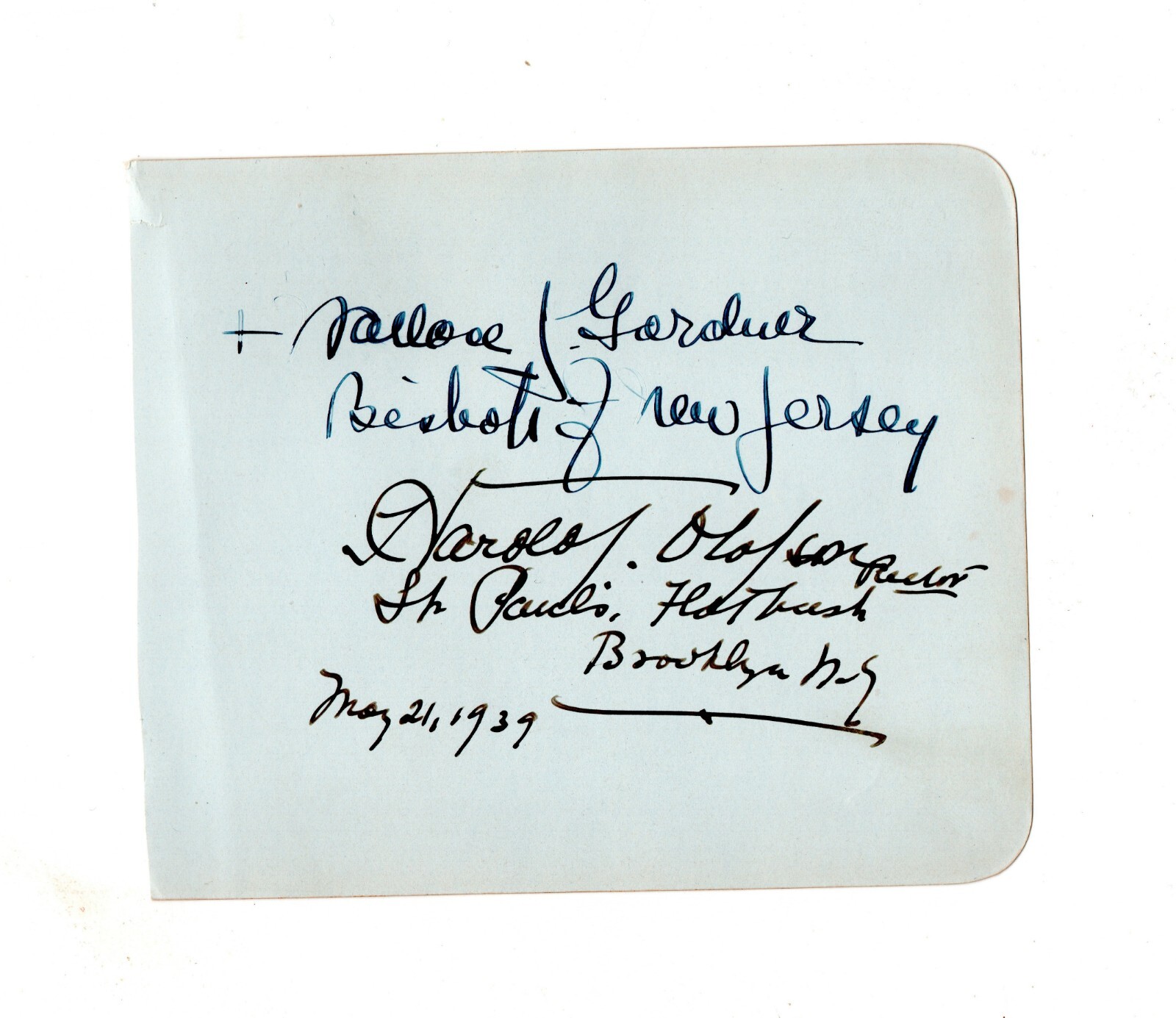 autographs of Bishop Wallace Gardner & Rev. Harold S. Olafson SIGNED ...