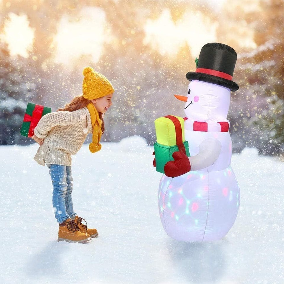 Christmas Inflatable Snowman Outdoor Yard Rotating LED Blow Up Garden ...