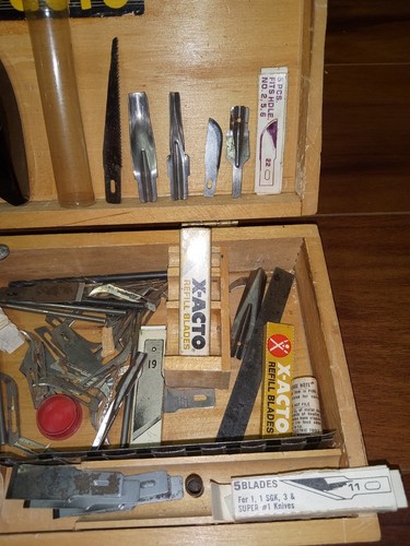 VINTAGE (OLD) X-ACTO NO 86 HOBBY CHEST - AS PICTURED EXTRA BLADES SEE ...