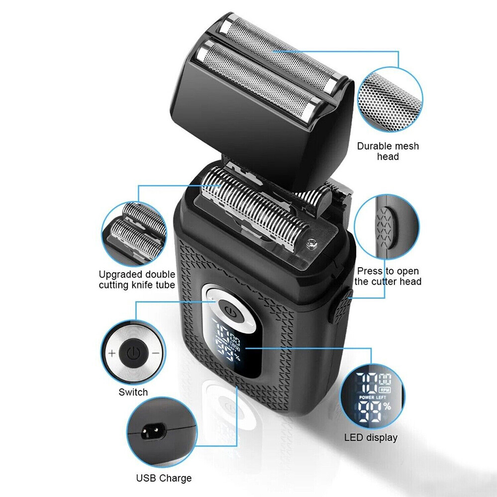 Electric Foil Shaver Reciprocating Cordless Razor Hair Clipper USB ...