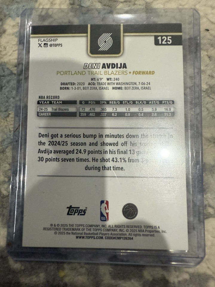 2025-26 Topps Flagship NBA #125 Deni Avdija Target Blackout Parallel 05/25 | eBay