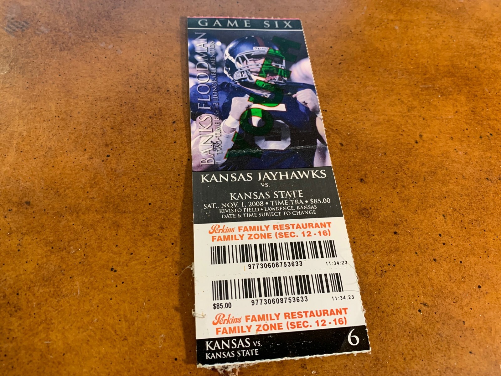 2008 Kansas Jayhawks Kansas State Wildcats Full Football Ticket Jake ...