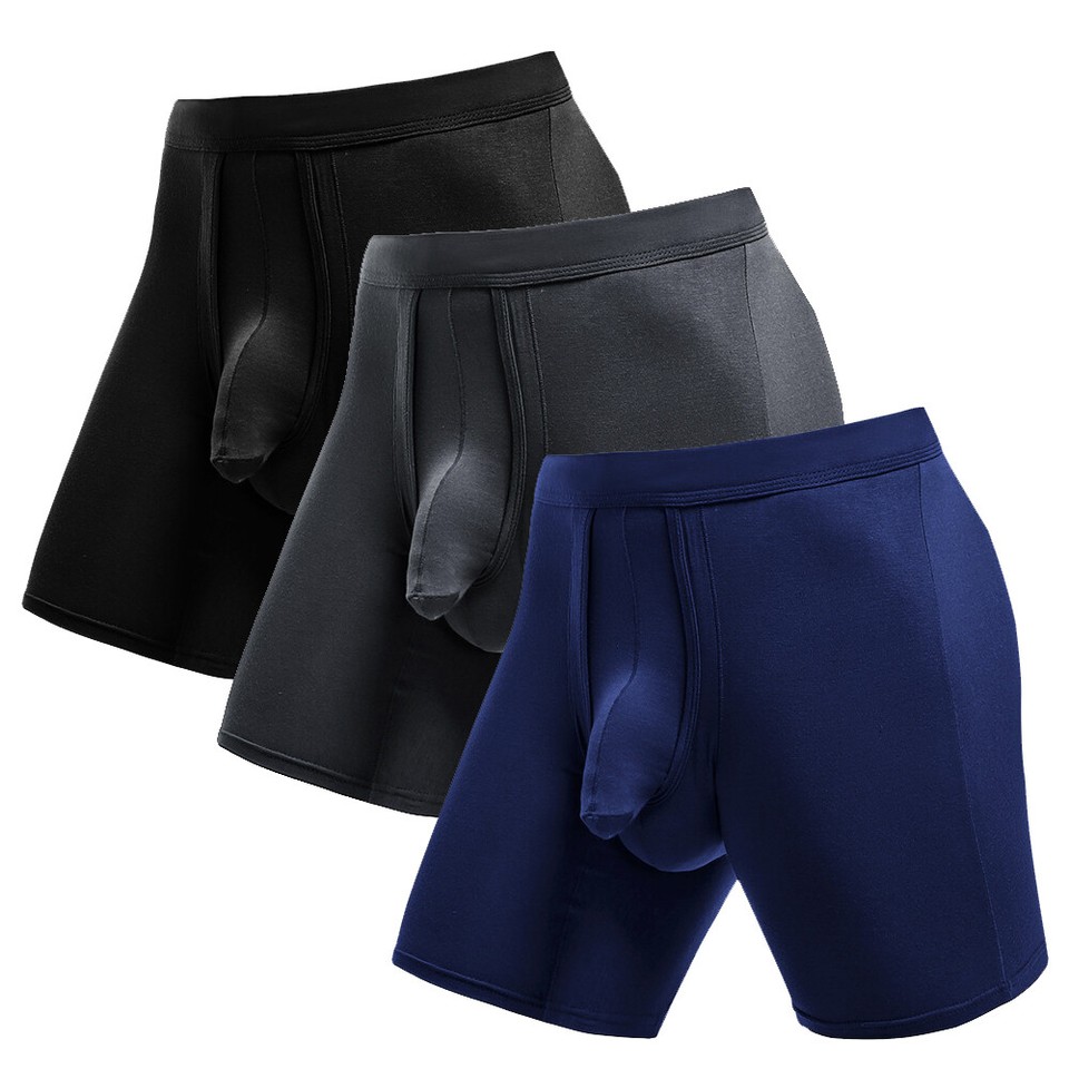 4-PACK Men's Underwear Dual Anti-Chafing Support Ball Pouch Bulge Boxer ...