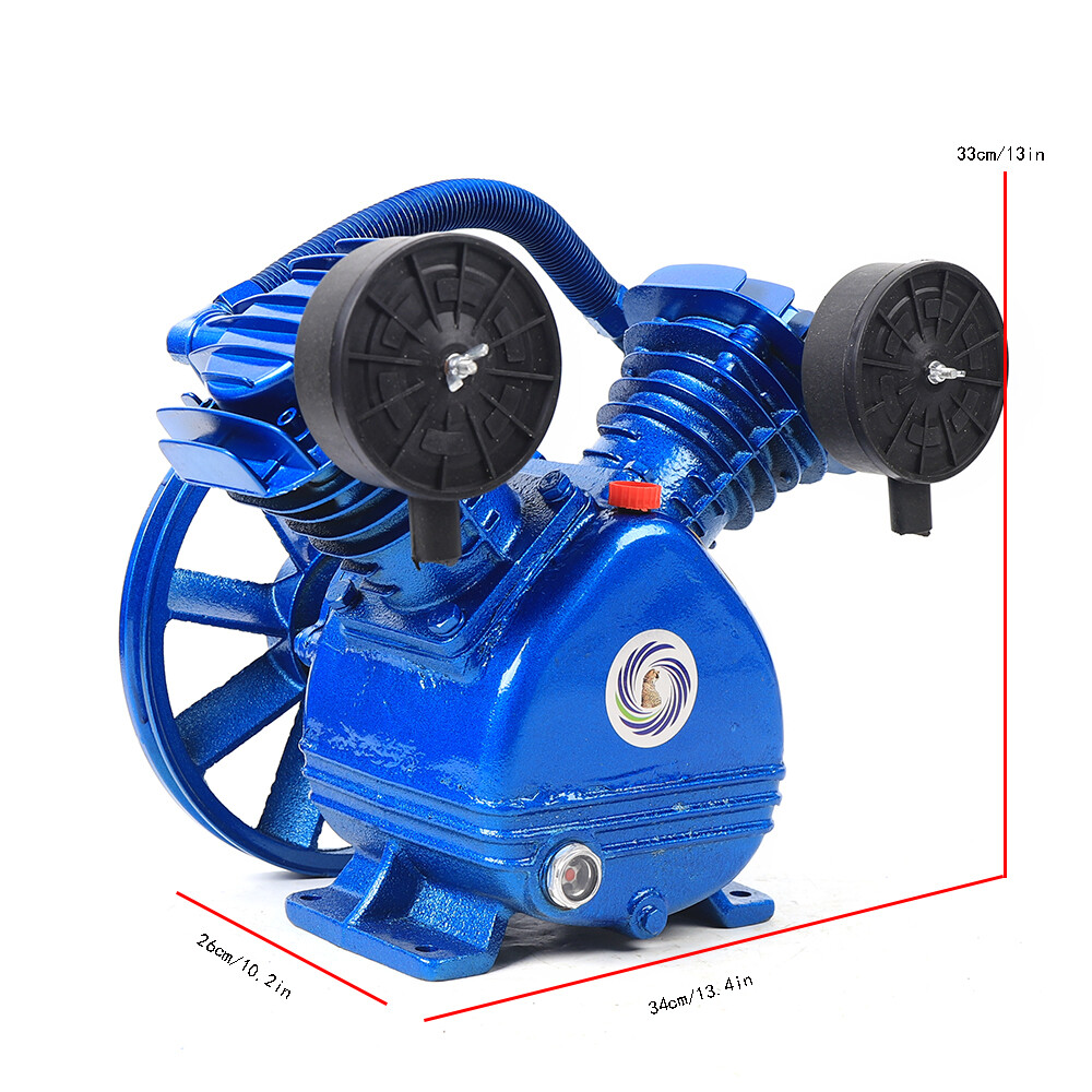 V Air Compressor Pump Head for 3 HP 2 Piston Motor Twin Cylinder Single ...