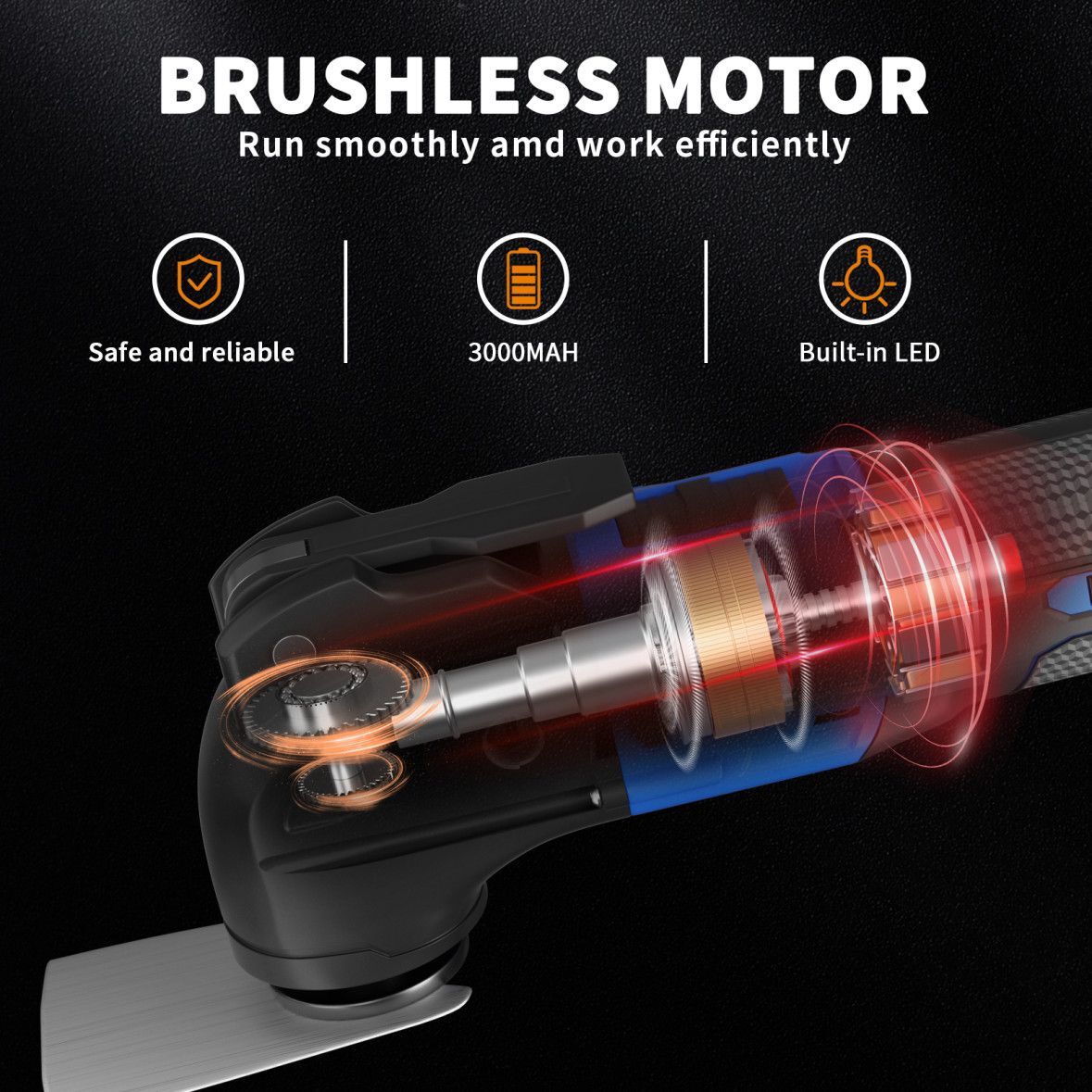 21V Cordless Oscillating Multi Tool Sander Scraper Saw with Accessories ...