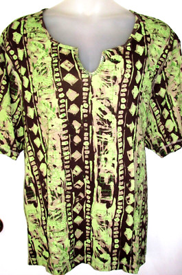NWT $46 Womens ONQUE CASUALS Sequin Neckline Embellished Abstract Tunic ...