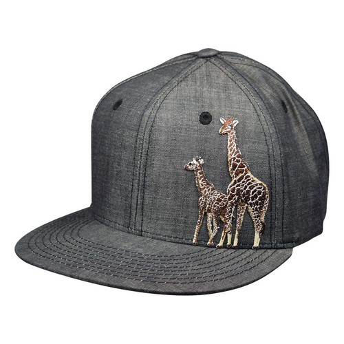 Giraffe Snapback Hat - Washed Black Denim Animal Cap | eBay
