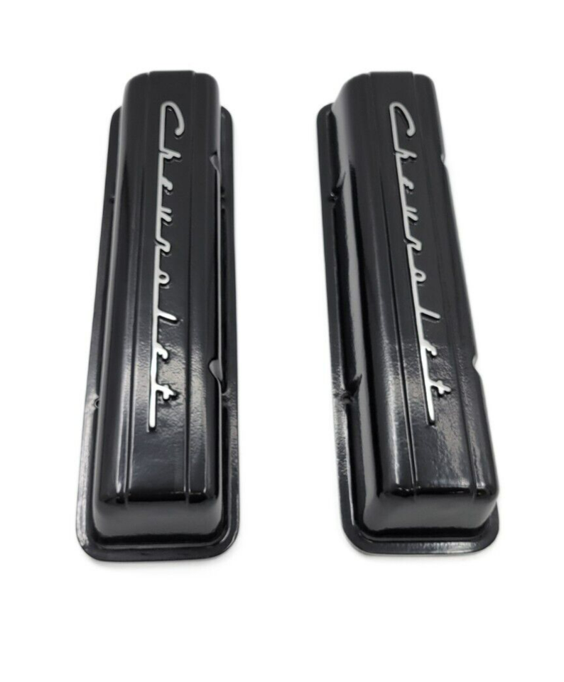 Black "Chevrolet" Script Valve Covers For SBC Small Block Chevy - No ...