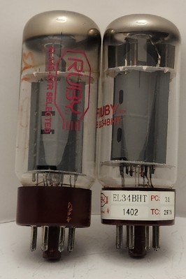 (2) Ruby EL34 6CA7 Pair Red Base Vacuum Tubes Tested 100% #341DG | eBay