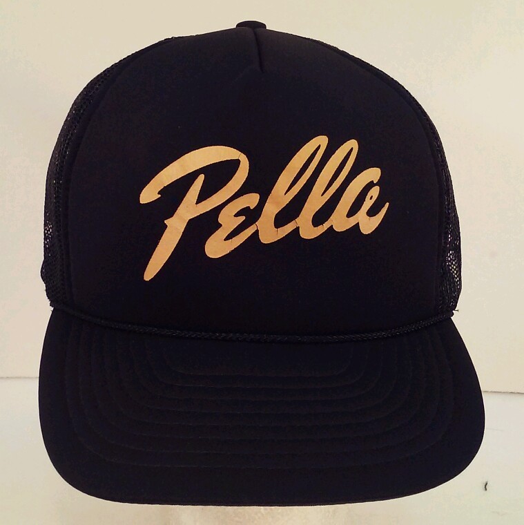 Pella Black and Yellow Snapback Trucker Baseball Cap Hat Foam Front ...