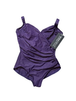 Miraclesuit SANGRIA PURPLE Sanibel Ruched One-Piece Swimsuit, US 18 | eBay
