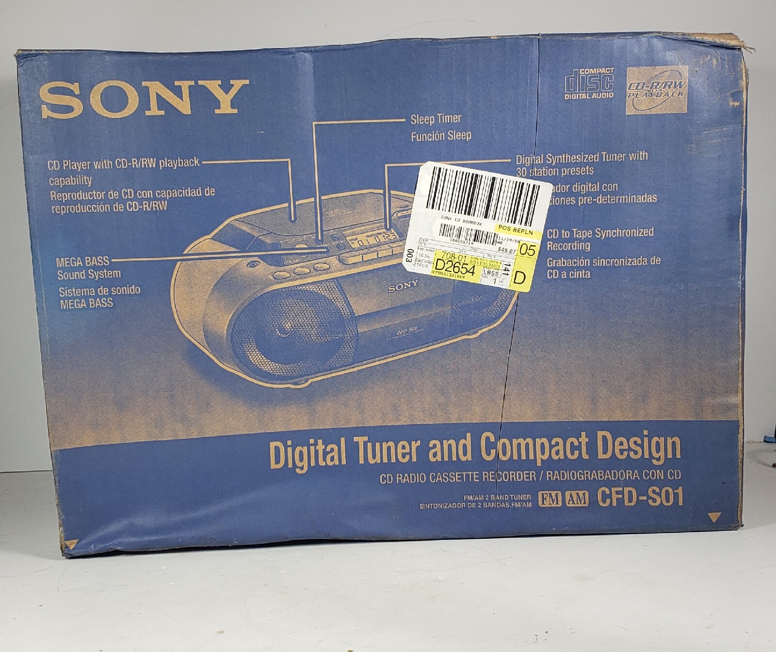 Sony CFD-S01 CD Cassette AM/FM Radio Portable Boombox Stereo Player see ...