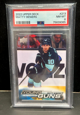 Matty Beniers 2022-23 Upper Deck Young Guns Rookie RC Card #213 PSA 8 ...
