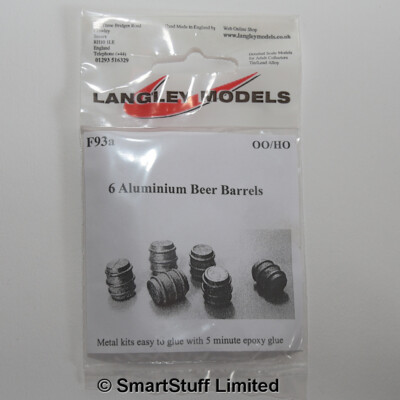 Diecast Aluminium Beer Barrels x 6 OO / HO Gauge by Langley Models F93a ...