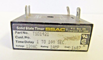 SSAC TSD1421 SOLID STATE TIMER 1-100 SECONDS 120VAC 1A USED | eBay