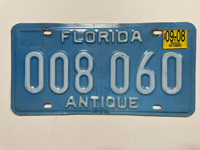 2008 FLORIDA BLUE ANTIQUE License plate 008 060 Vintage MAN CAVE | eBay