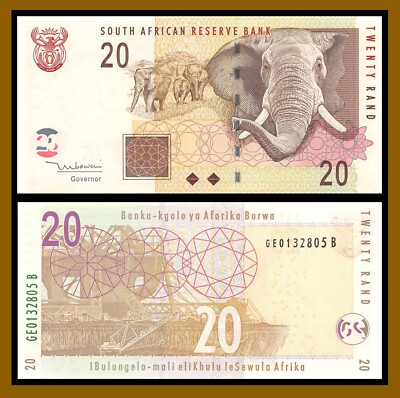 South Africa 20 Rand, 2005 P-129b Elephant Unc | eBay