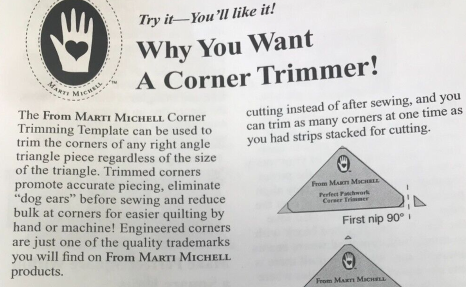 MARTI MICHELL - PERFECT PATCHWORK #8073 CORNER ACRYLIC TRIMMER & BOOKLET | eBay