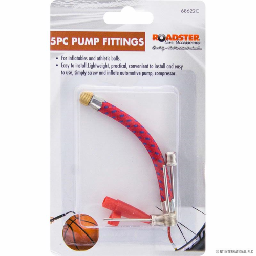5pc INFLATOR NEEDLES With Hose & Nozzle Inflates Ball Basketballs ...