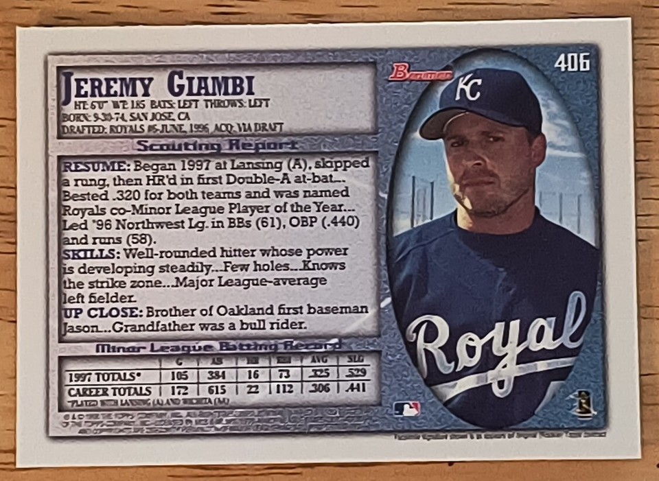 1998 Bowman #406 Jeremy Giambi Rookie Kansas City Royals RC | eBay