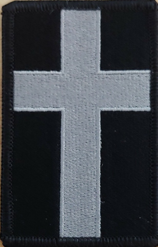 Christian Cross Patch W/ Hook Adhesive Fastener White & Black Tactical ...