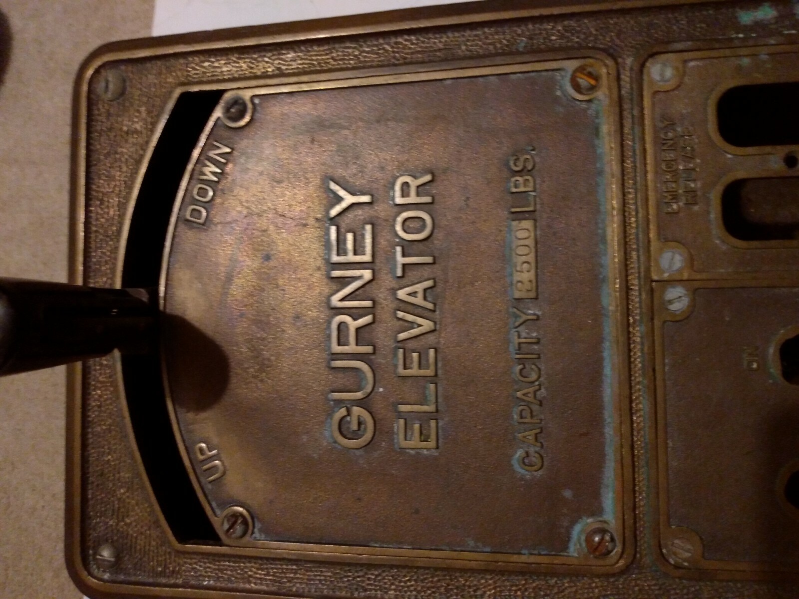 Vintage Gurney Elevator Control Panel With Crank Shift And Box Early ...