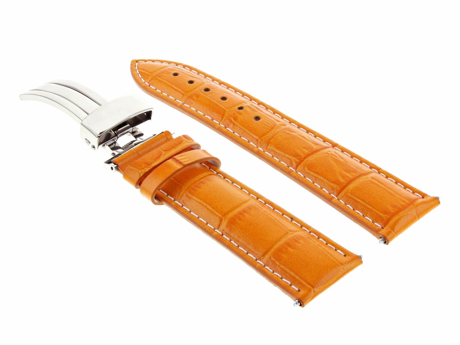 19MM LEATHER WATCH BAND STRAP DEPLOYMENT CLASP FOR INVICTA WATCH ORANGE ...