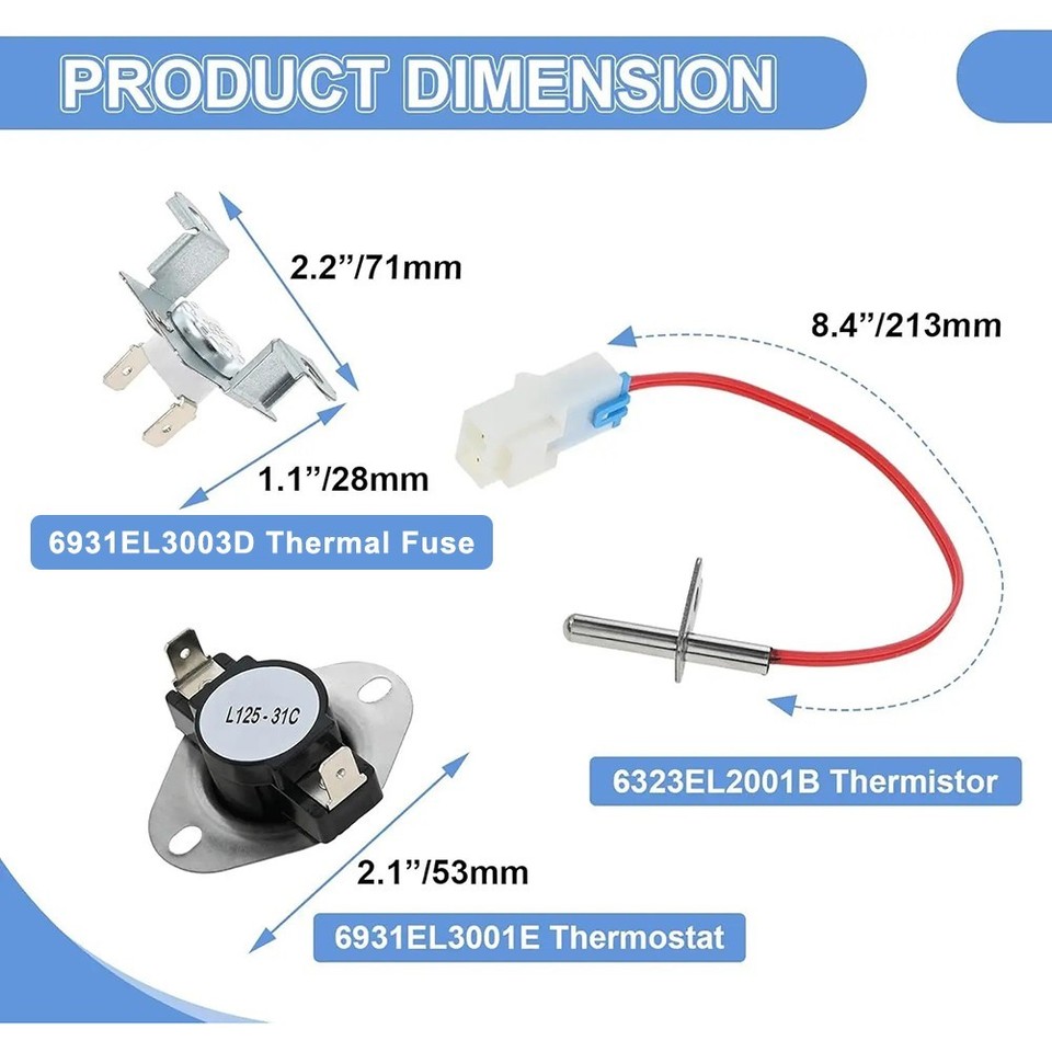 Komplettes Trockner Thermosicherungsset mit 6931EL3003D und 6323EL2001B ...