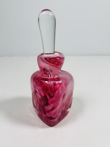 Art Glass Heart Perfume Bottle Pink Dabber Heart Shaped Love Deco ...