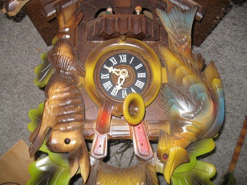 Vintage Large HELMUT KAMMERER BLACK FOREST HUNTER MUSICAL CUCKOO CLOCK ...